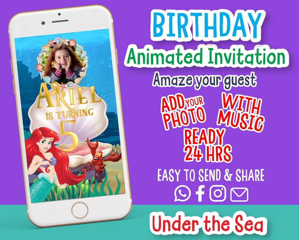 Little Mermaid Birthday Video Invitation | Ariel Party Invite