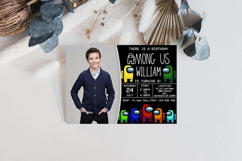 Among Us Birthday Party Invitation | Free thank you tag | Editable ...