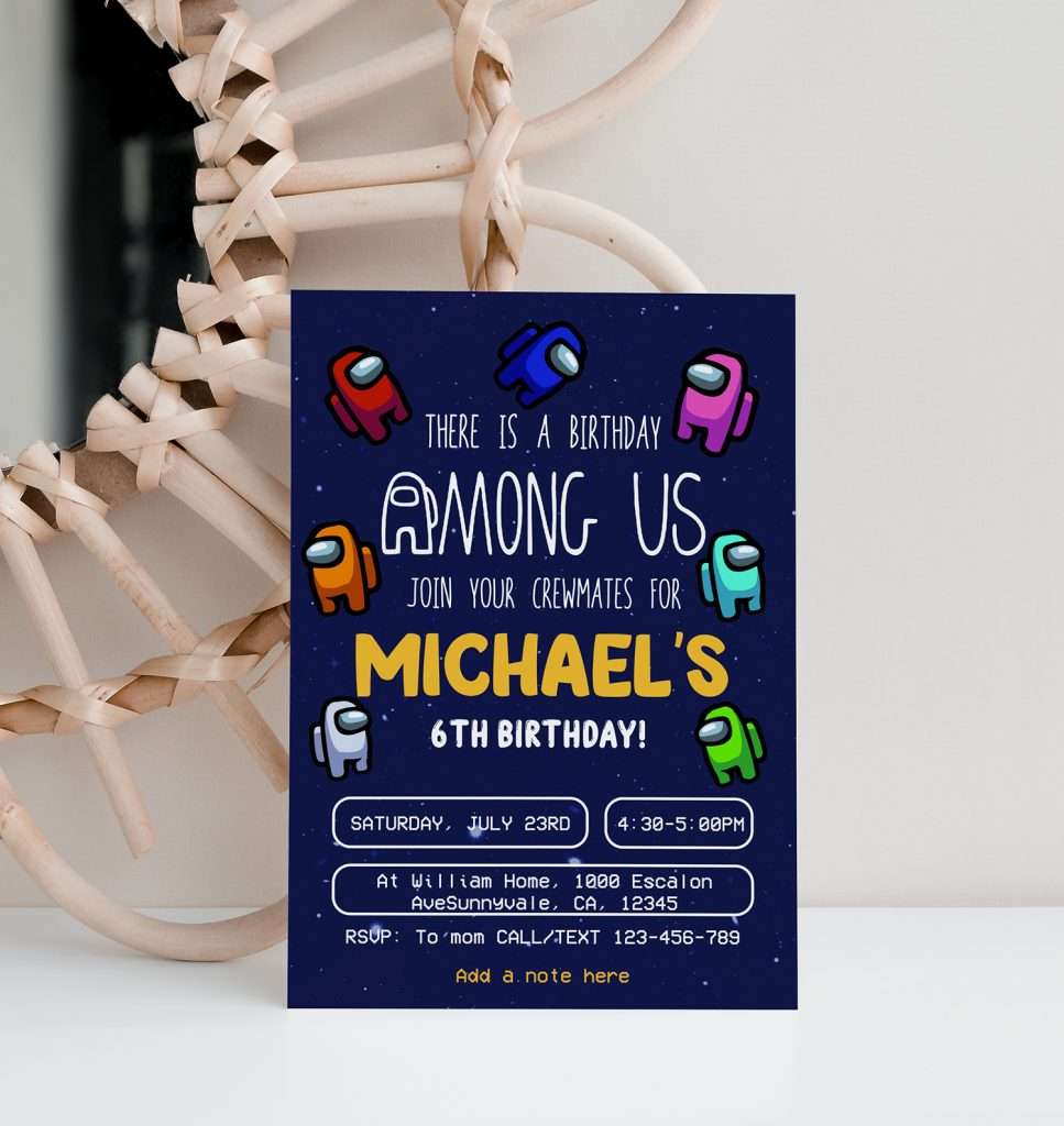 Among Us Birthday Party Invitation | Free thank you tag | Editable ...