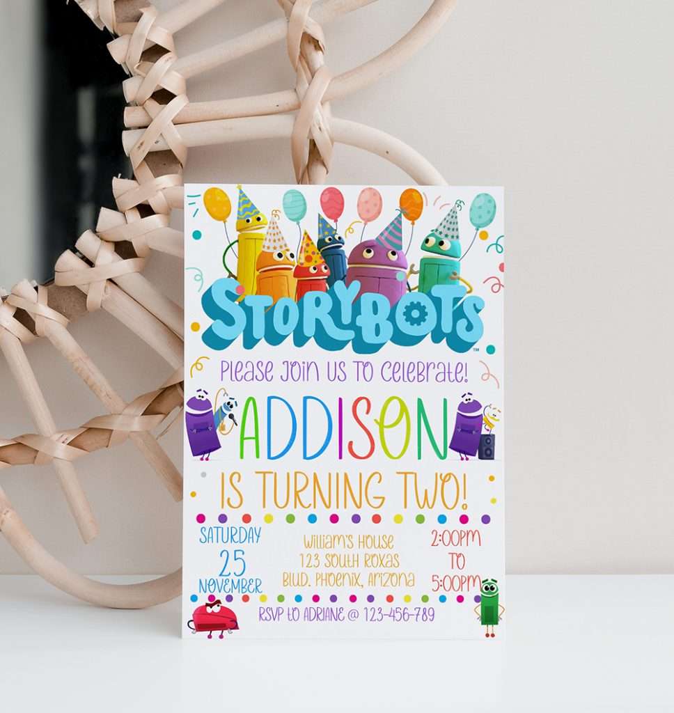 StoryBots Birthday Party Invitation | Free thank you tag | Editable ...