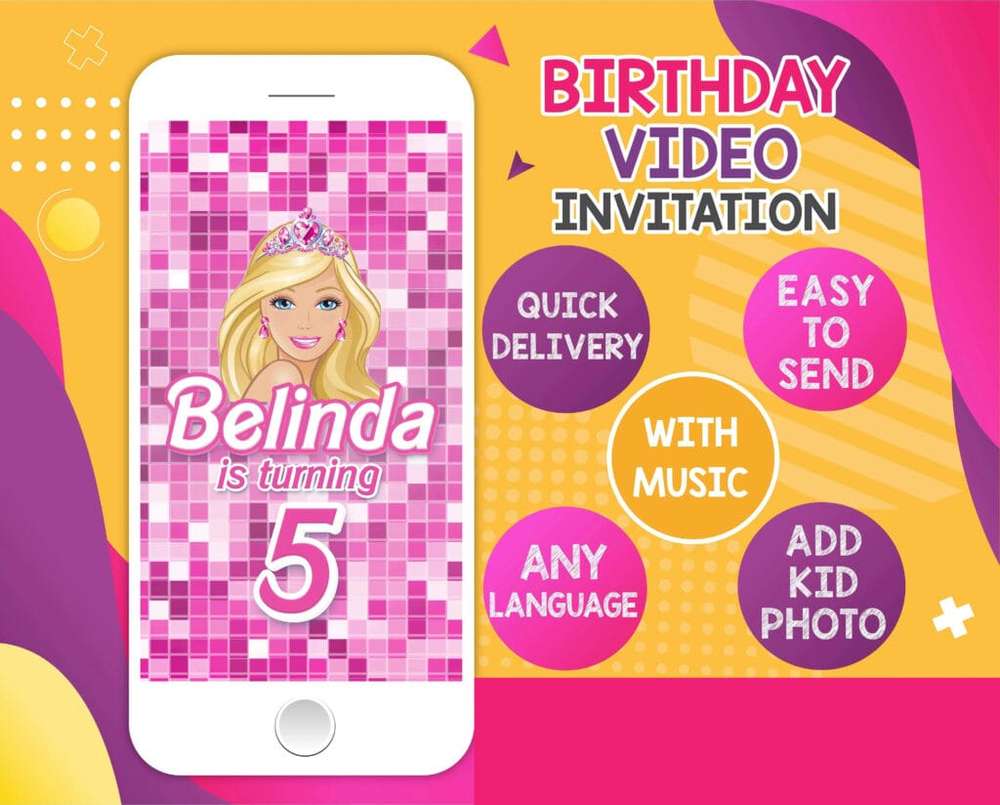 Barbie Birthday Video Invitation | Animated Digital Invite for Girls